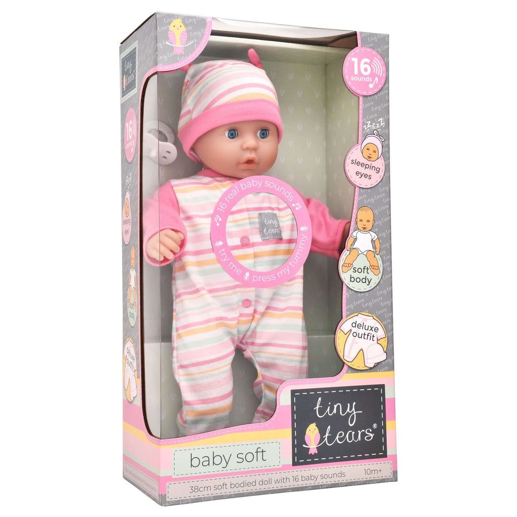 Tiny Tears Baby – 38cm Soft Bodied Doll with 16 Baby Sounds – The Tiny Toddlers